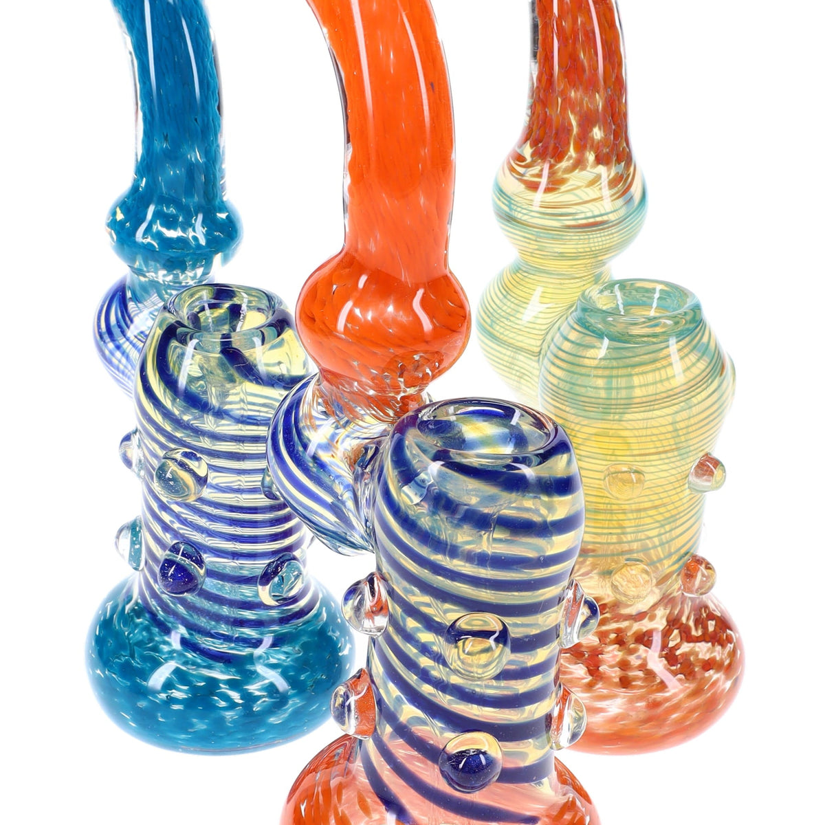 Color-Changing Striped Frit Glass Sherlock Bubbler “Marble Wave” – 7.5 ...