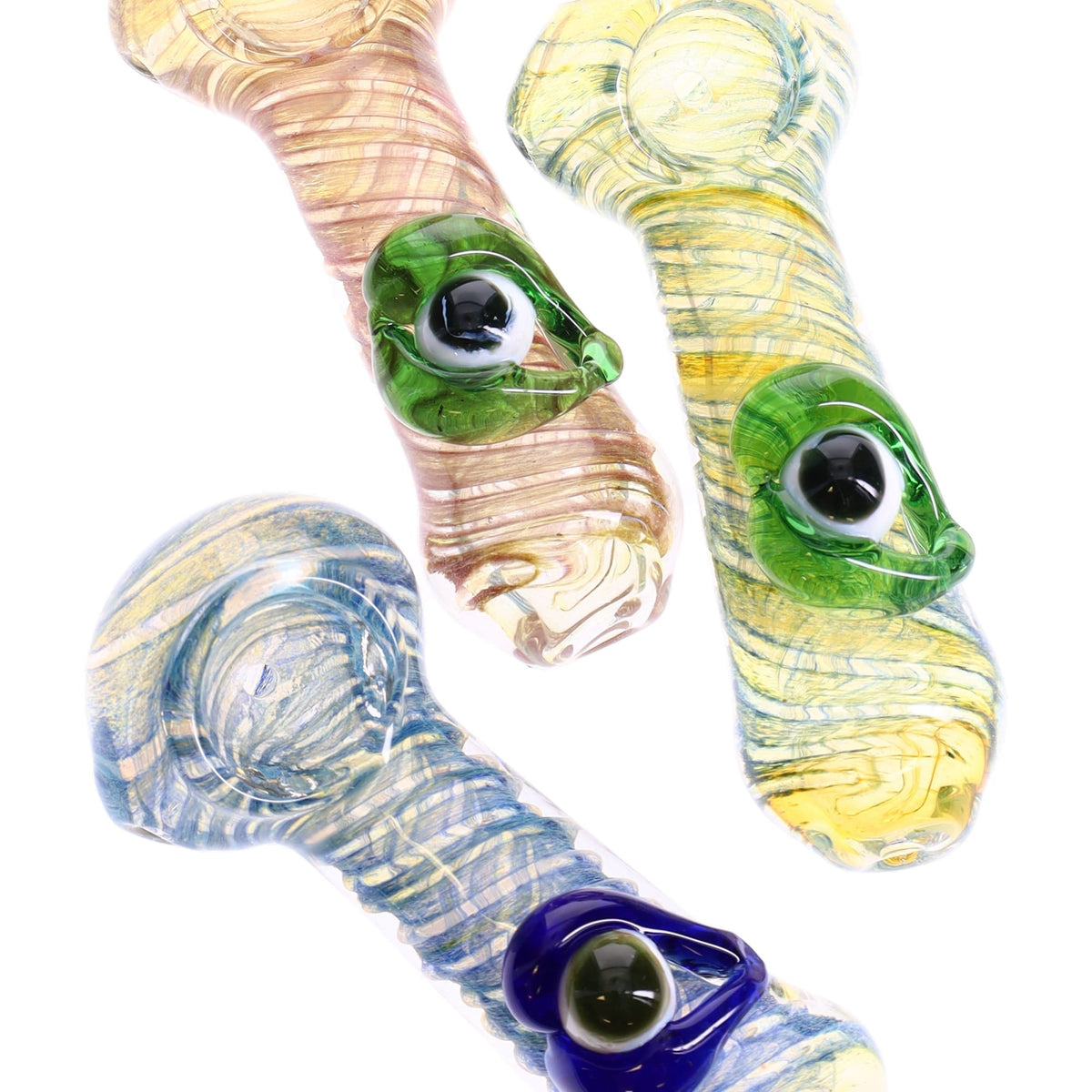 Color Changing Spiral Frit Glass Spoon Pipe “One-Eyed Wonder” – 4½ ...