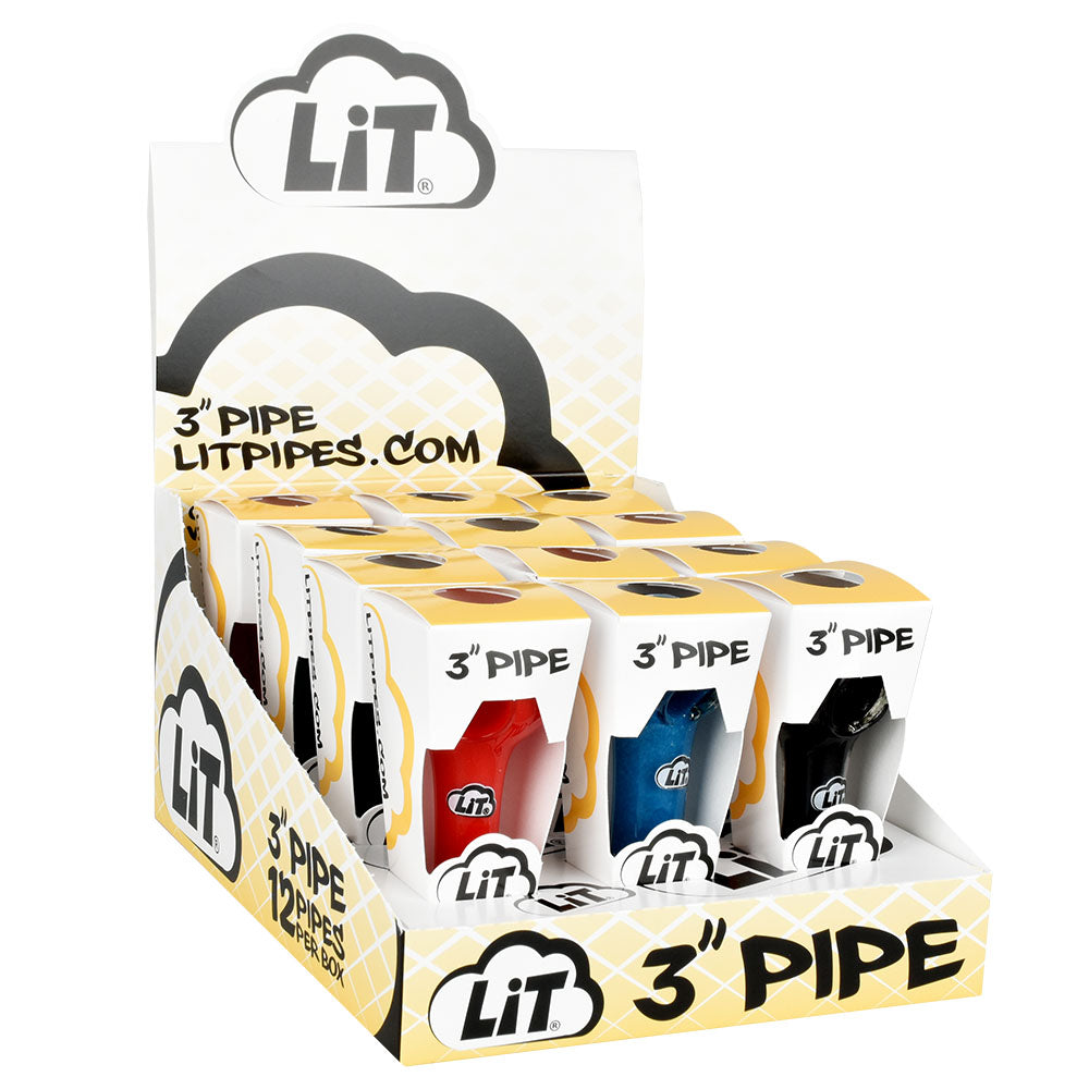 LiT 3" Solid Color Frit Glass Spoon Pipe 12PC Set - Portable Hand Pipe ...