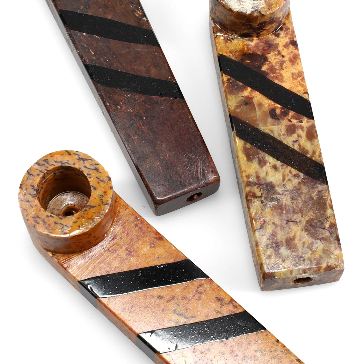 Striped Marble Stone Hand Pipe – 3½″ – Assorted Colors – DankGeek