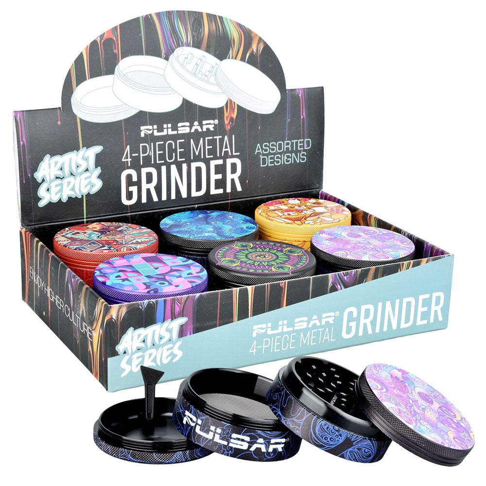 Pulsar Artist Series 2.5" Grinder | 4-Piece with Unique Side Art – DankGeek