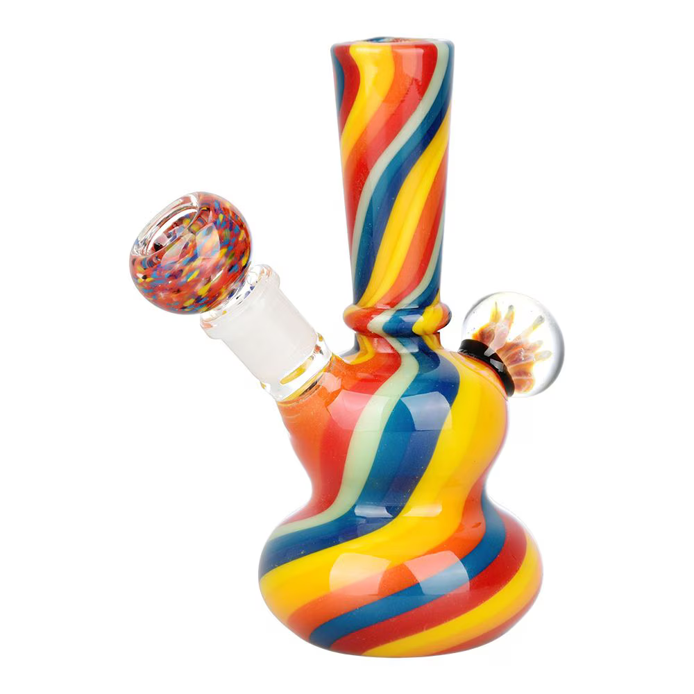 Flowering Rainbow Swirl Glass Water Pipe | 6" | 14mm F – DankGeek