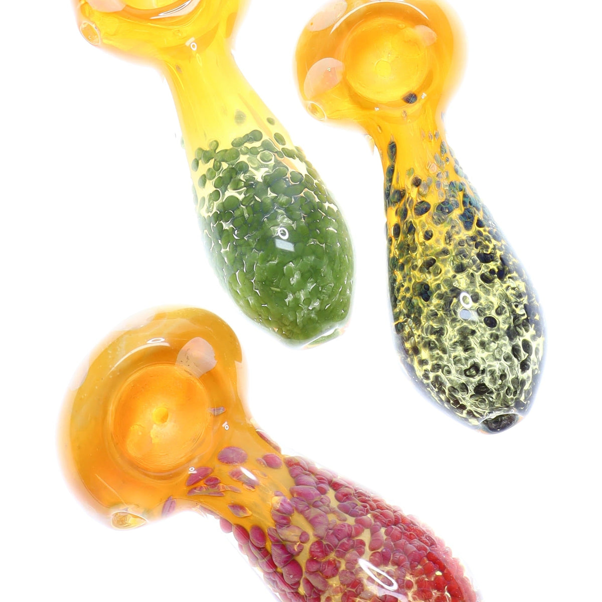 Gold Fumed Color Changing Frit Glass Hand Pipe “Golden Drift” – Assort ...
