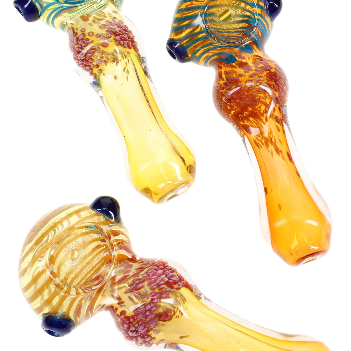 4" Color-Changing Silver Fumed Frit Striped Glass Hand Pipe “Frit Flic ...