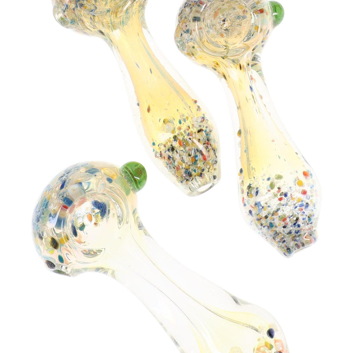 Silver Fumed Confetti Frit Glass Spoon Pipe “Party Popper” – 4″ – Asso ...