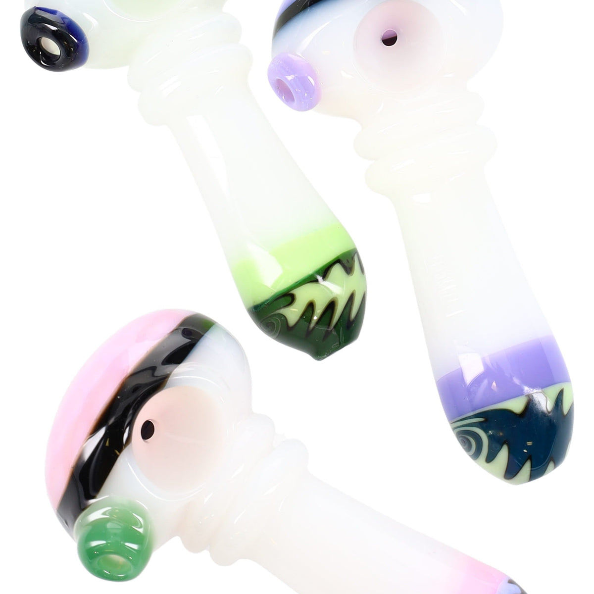 White Glass Neon Wig Wag Spoon “Frost Pop” – 4″ – Assorted Colors ...