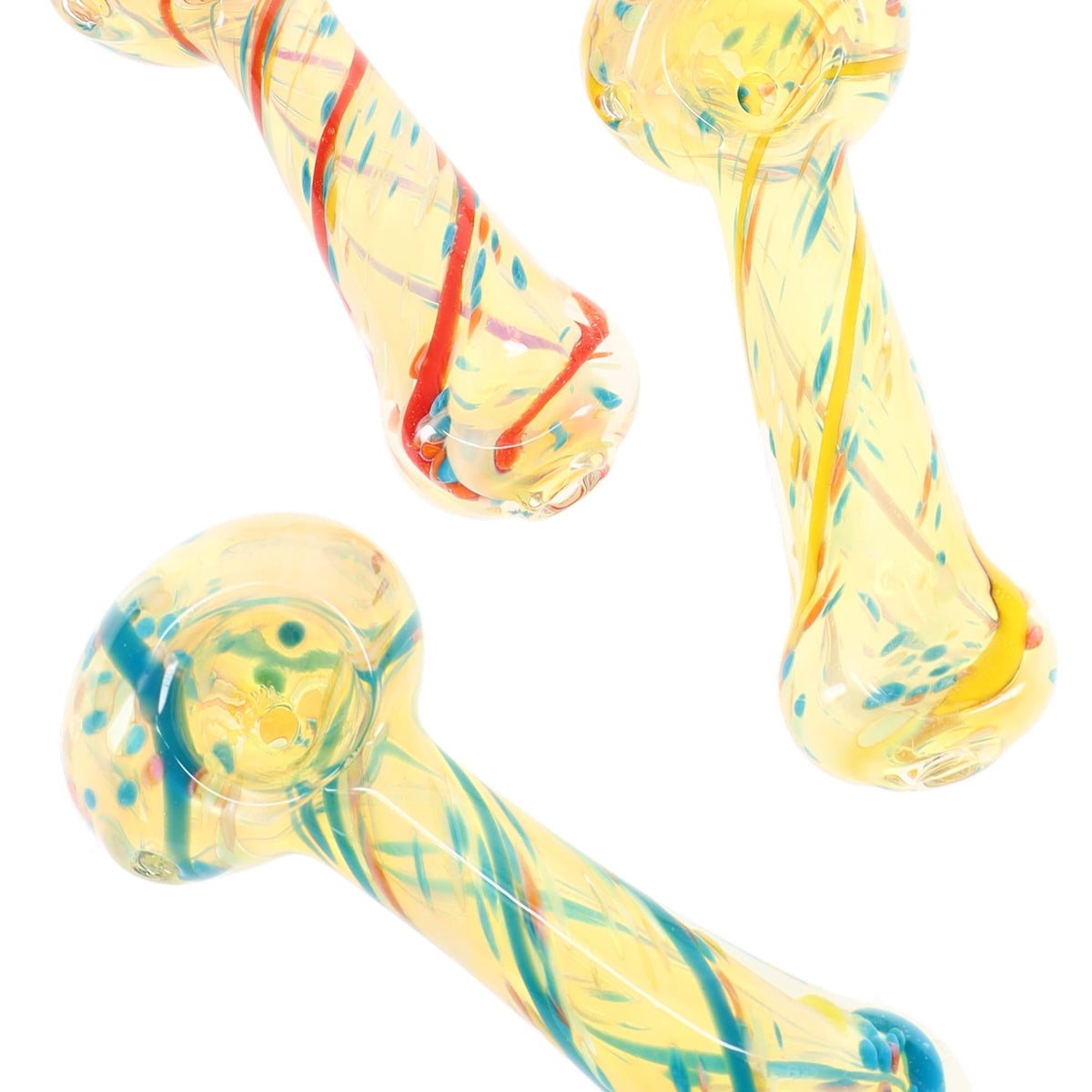 Color Changing Spiral Stripe Glass Pipe “Confetti Drift” – 4″ – Assort ...