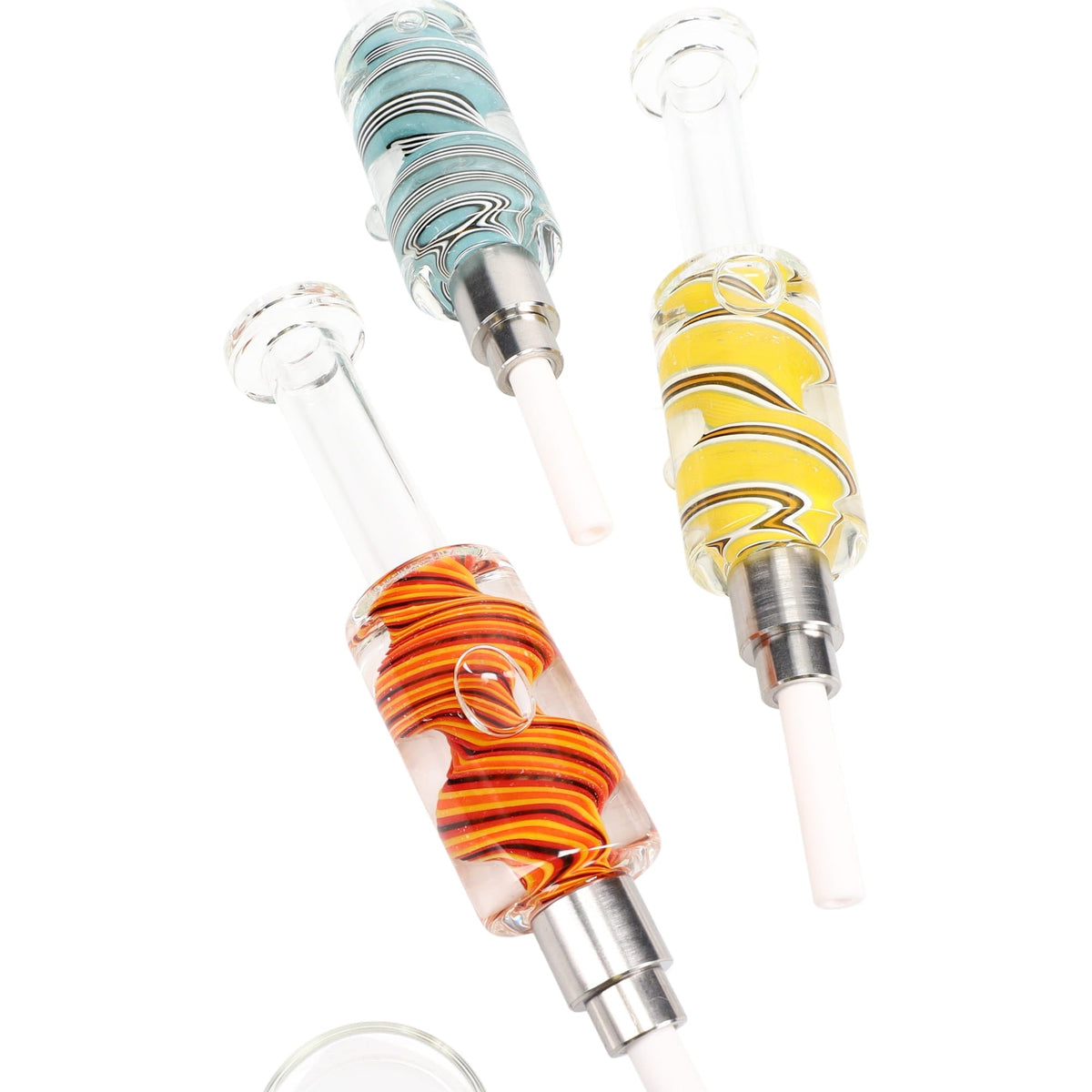 Fluid-Filled Glass Dab Straw Kit “Reverse Swirl” – Assorted Colors ...