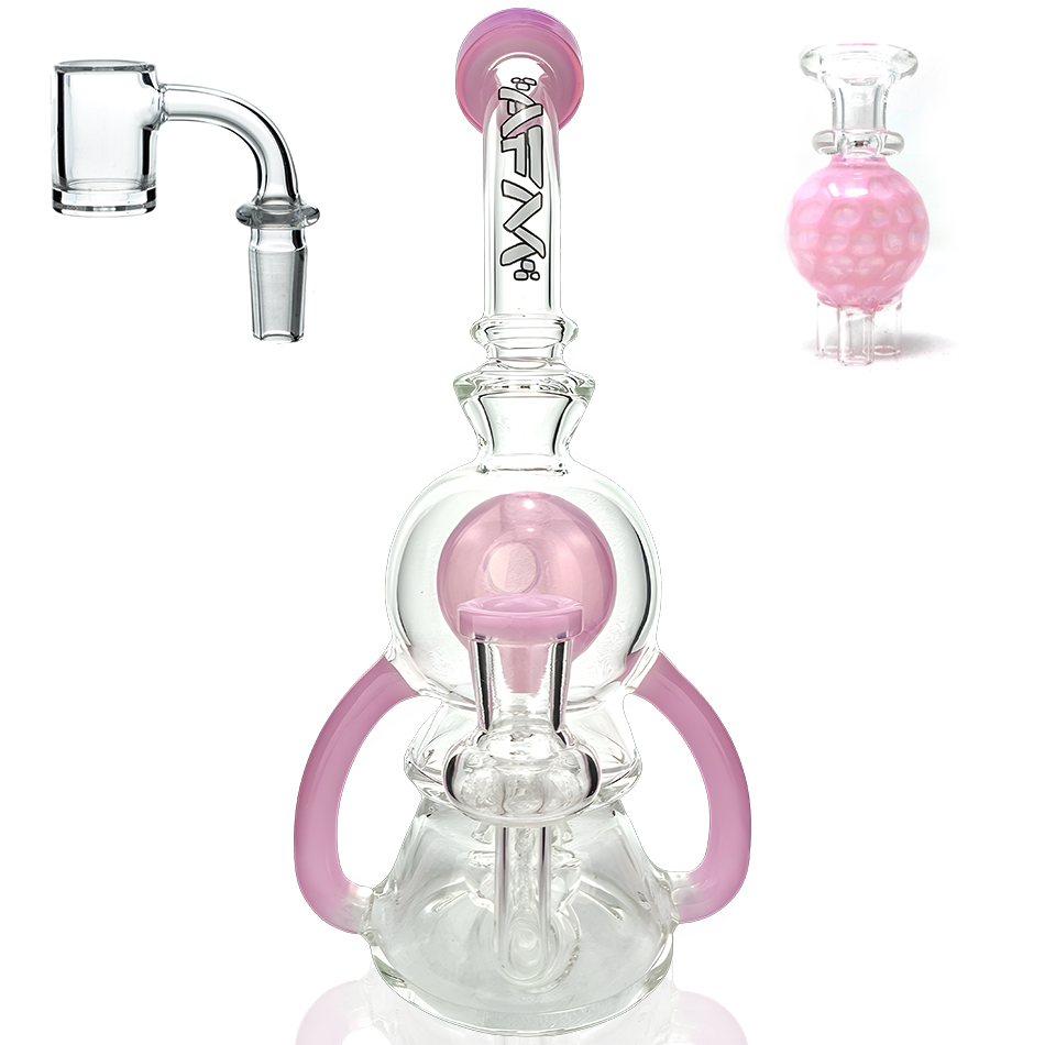 9" AFM Double Pump Recycler Dab Rig + Quartz Banger & Carb Cap Bundle ...