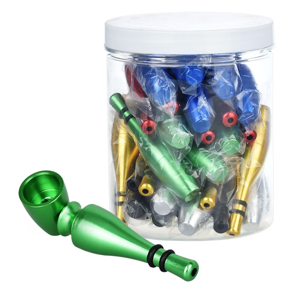 Bowling Pin Aluminum Hand Pipe | 3" | Assorted Colors | 30ct Jar – DankGeek