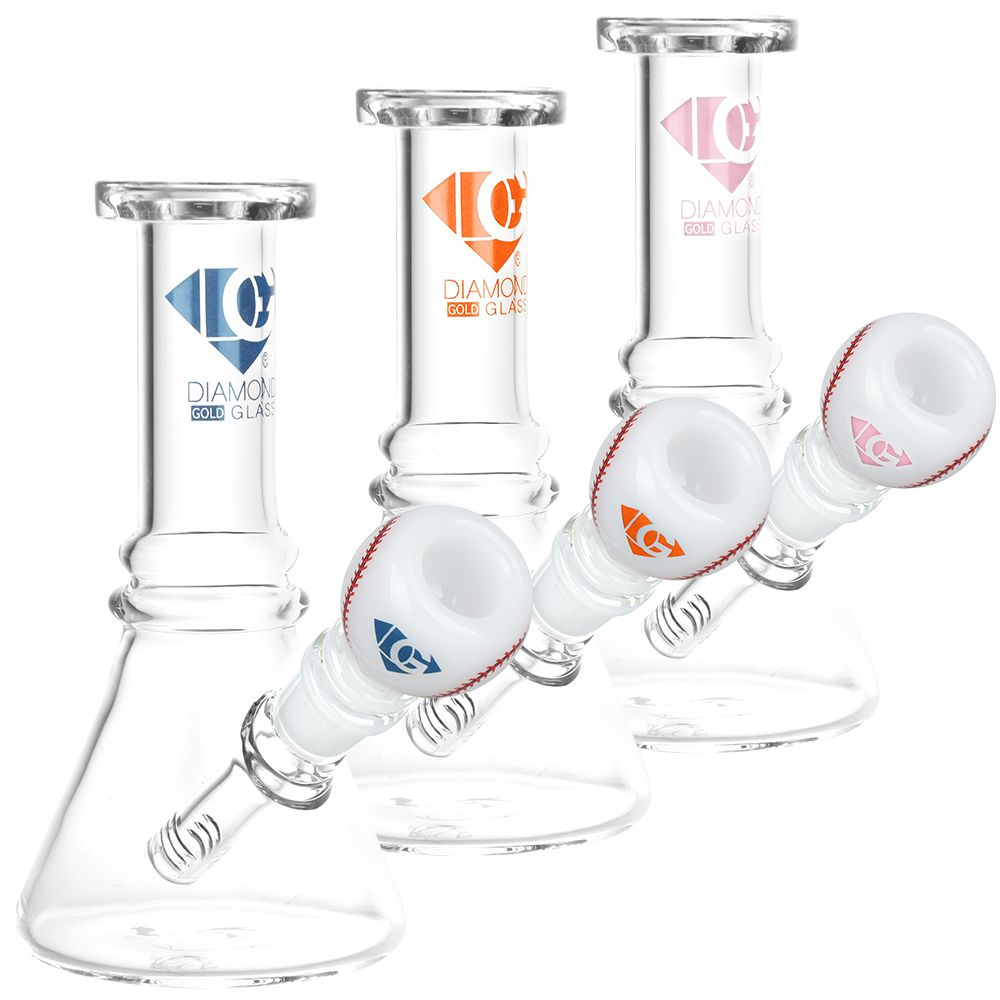 Diamond Glass Gold Ace Water Pipe | 7" | 14mm F | Colors Vary – DankGeek