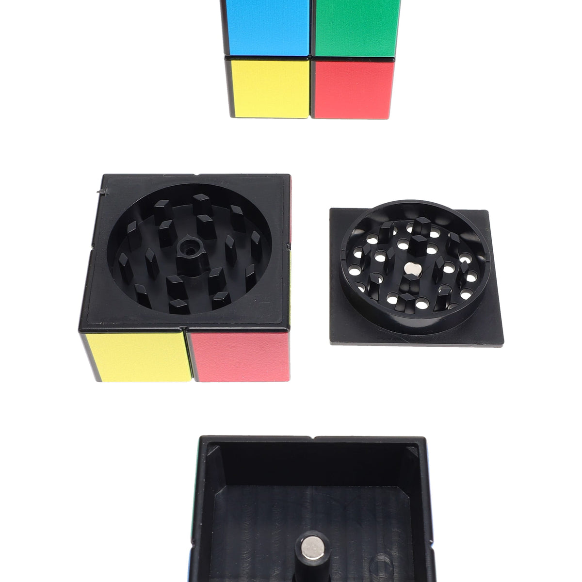 Plastic 3-Part Rubik’s Cube Herb Grinder “Puzzle Crush” – 1½″ – DankGeek