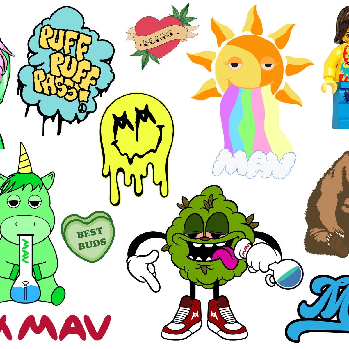 MAV Glass Vibrant 13-Piece Beaker Sticker Pack with Bonus Crossword ...