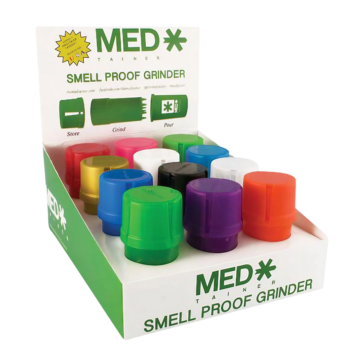 Medtainer Storage Container | Assorted Transparent Colors | 12ct Displ ...