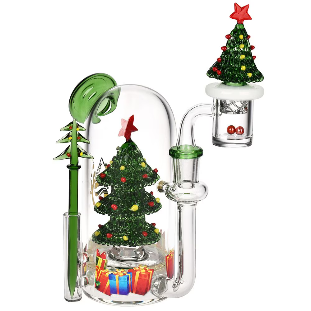Pulsar Christmas Tree Glass Dab Rig Set | 5.75" | 14mm F – DankGeek