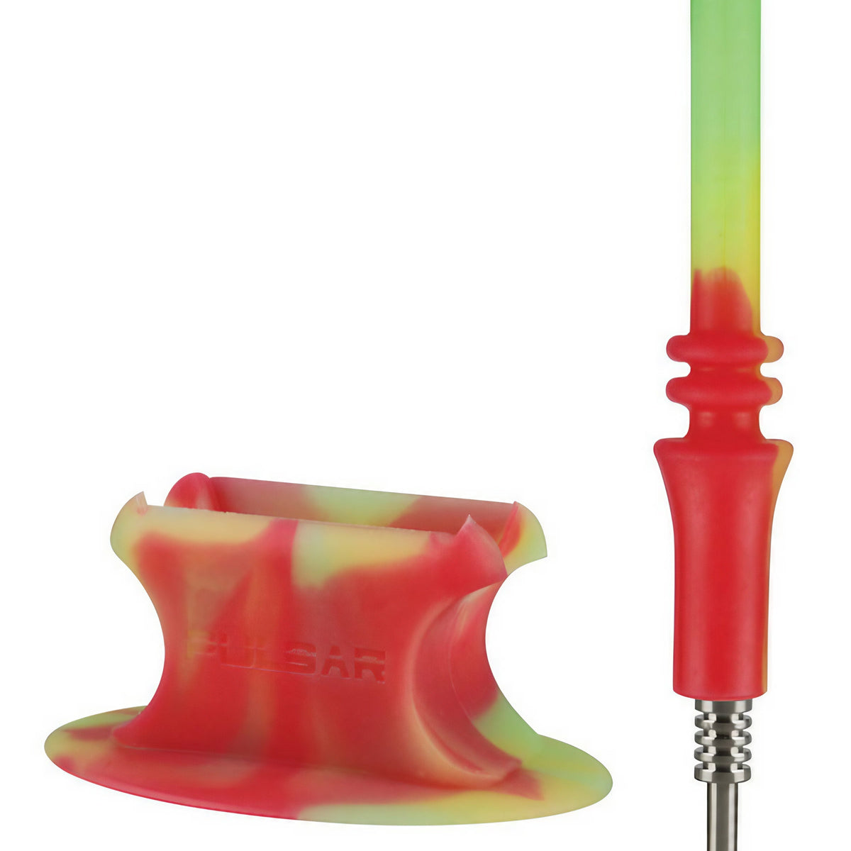 Pulsar RIP Silicone Vapor Straw w/ Stand - Rasta Glow