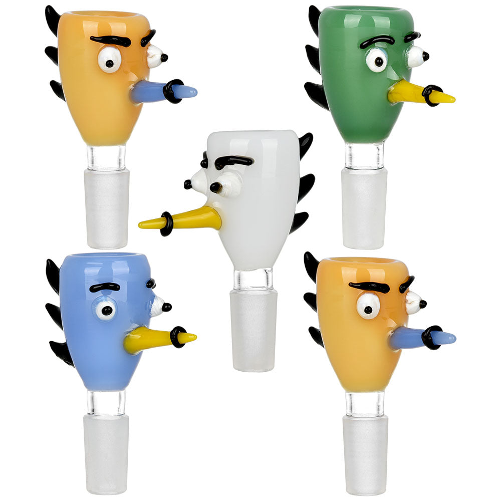 The Nose Knows 14mm Bird Motif Glass Herb Slide - Assorted Colors
