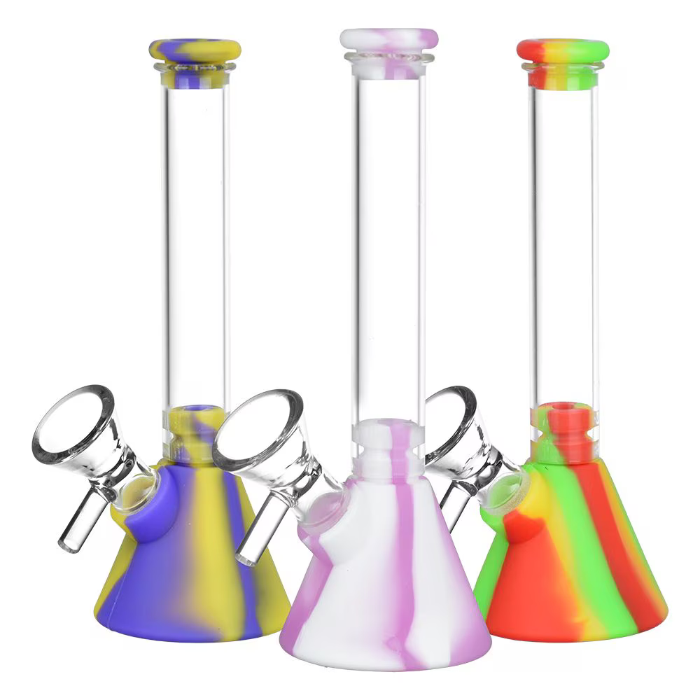 Silicone on Glass Beaker Water Pipe | 6" | 14mm F | Assorted Colors ...