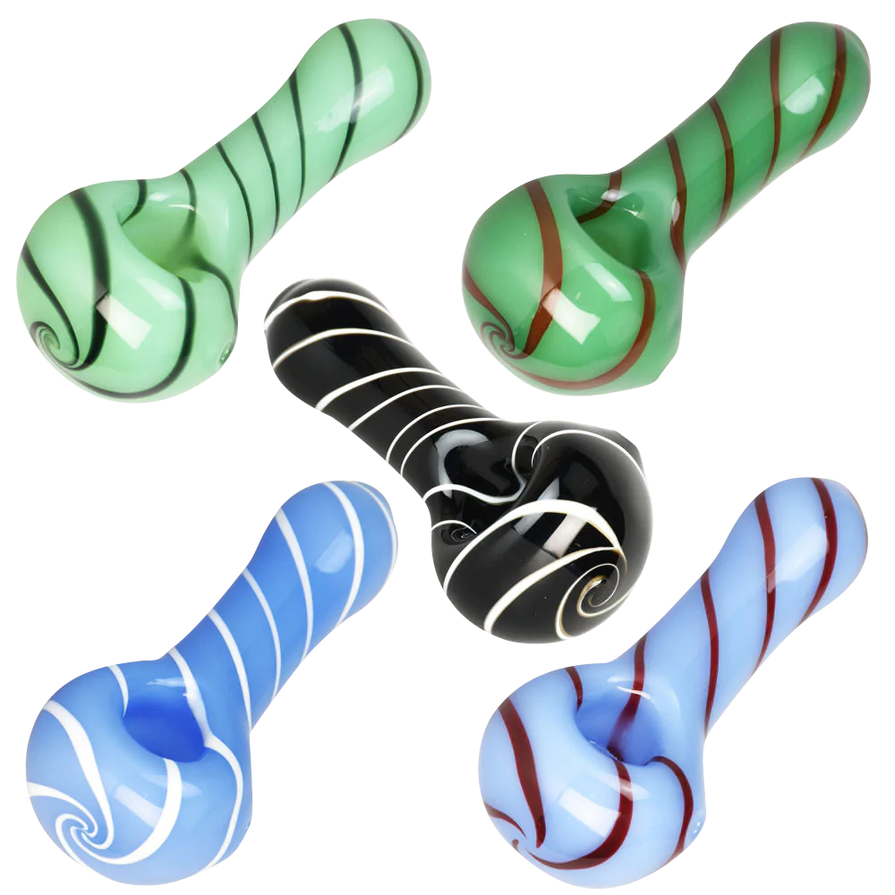 Single Line Swirl Glass Spoon Pipe | Hand Pipes