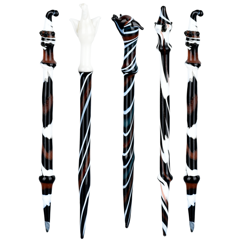 Striped Animal Head Glass Dab Tool | 5.25" | Assorted Designs | 10ct B
