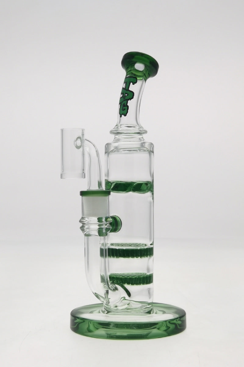 Thick Ass Glass 9.5" Bent Neck Bong with Double Honeycomb & Spinning S ...