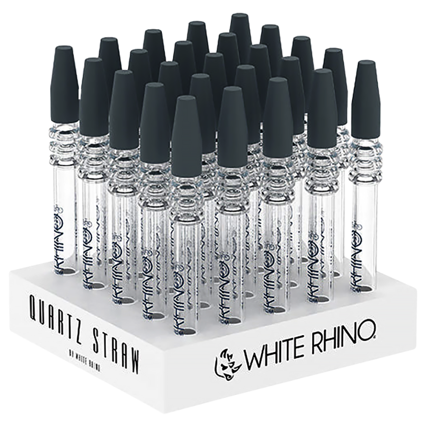 White Rhino Quartz Dab Straw V2 | Silicone Cap | 5" | 25ct Display ...