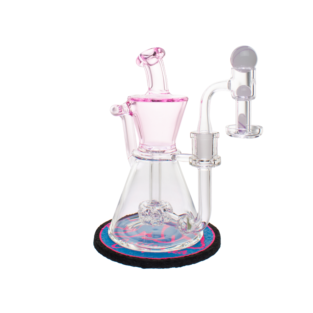 MAV Glass Pink Santa Monica Recycler + Terp Slurp Banger + Marble Set