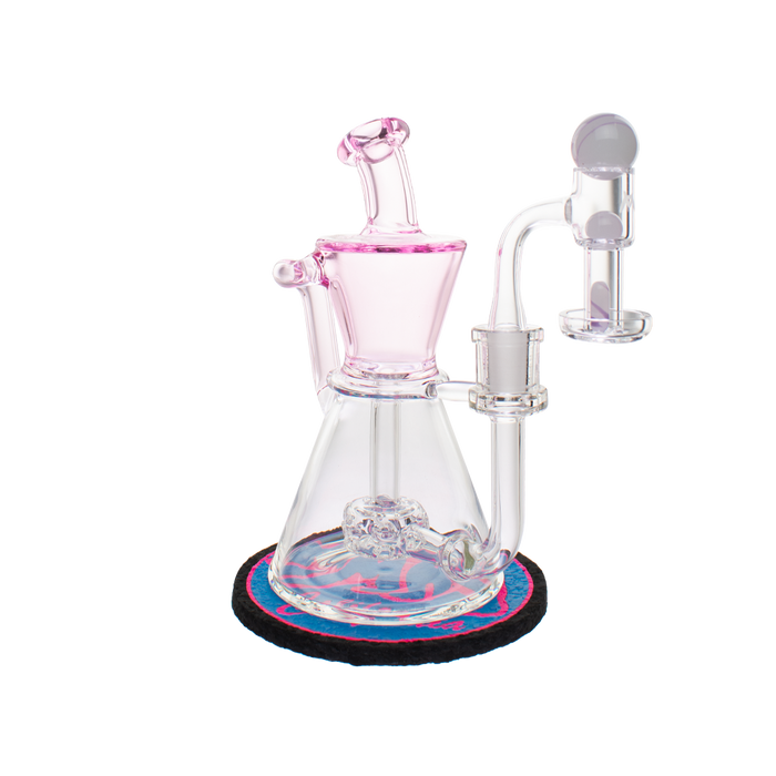 MAV Glass Pink Santa Monica Recycler + Terp Slurp Banger + Marble Set